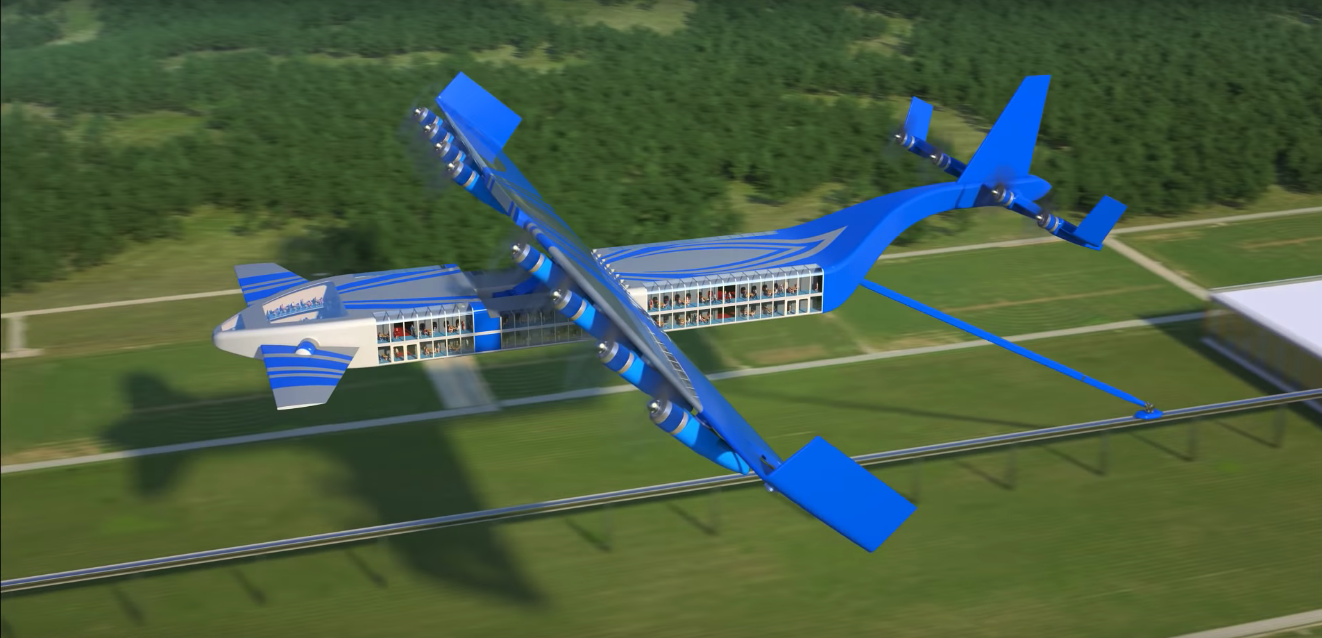 This flying train should stay in a 1950s American Futurism science ...