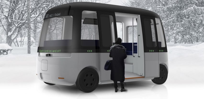 The first fully automated shuttle bus tracks the snowy landscapes of ...